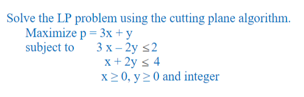 Solved Solve the LP problem using the cutting plane | Chegg.com