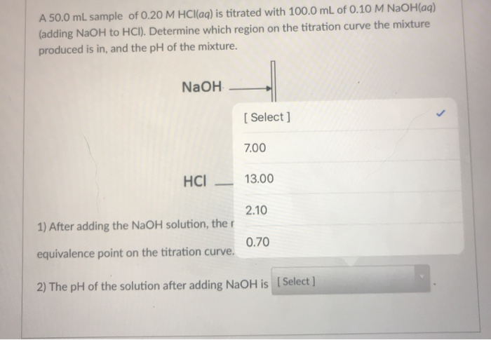 Solved A 50.0 mL sample of 0.20 M HCI(aq) is titrated with | Chegg.com