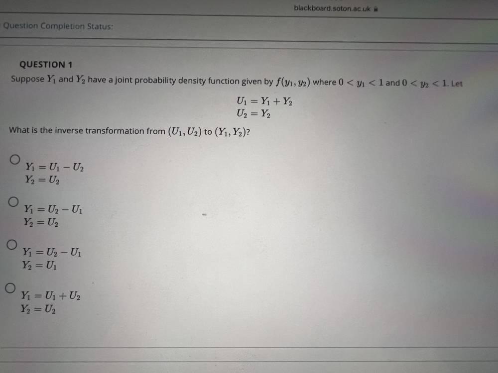 Solved QUESTION 1 Suppose Y1 and Y2 have a joint probability | Chegg.com