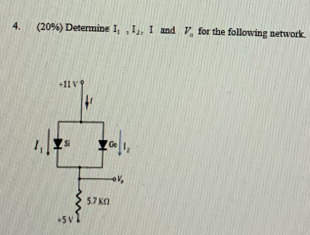 Solved 4. (20\%) Determine I2,I2,I and V1 for the following | Chegg.com