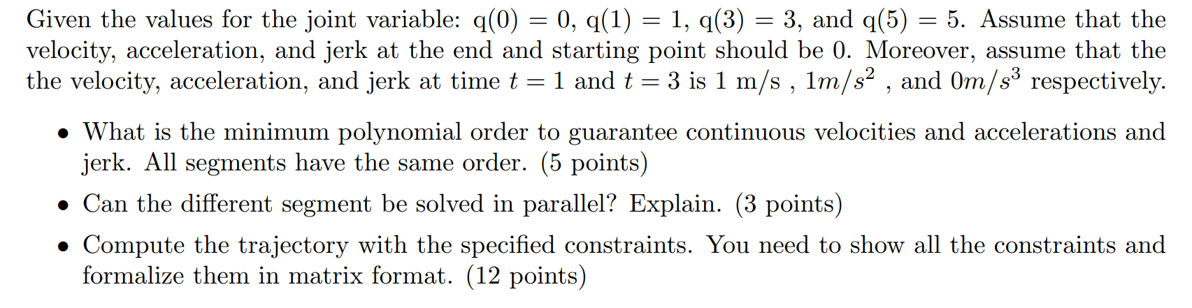 Given the values for the joint variable: q(0) = 0, | Chegg.com
