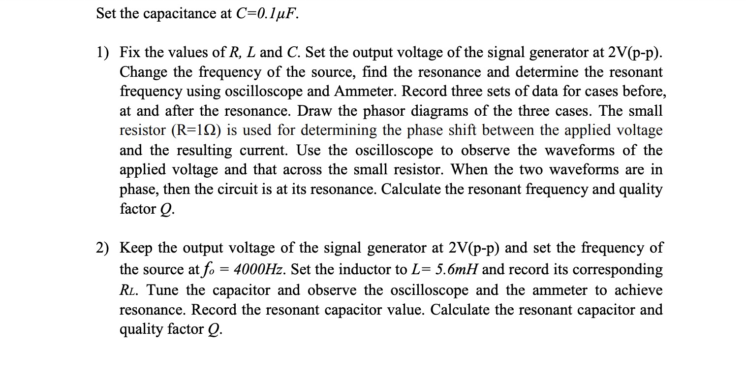 Equipment 1. Signal generator 2. Oscilloscope 3. DMM | Chegg.com
