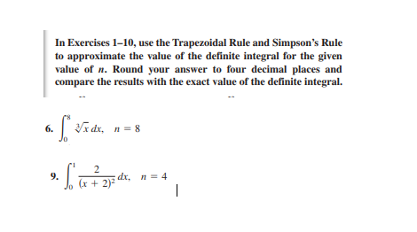 Solved In Exercises 1-10, use the Trapezoidal Rule and | Chegg.com