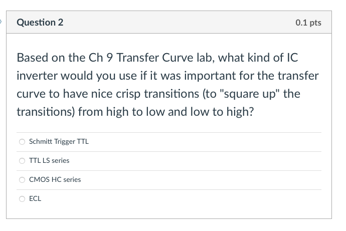Solved > Question 1 0.1 pts In the IC world, there's a | Chegg.com
