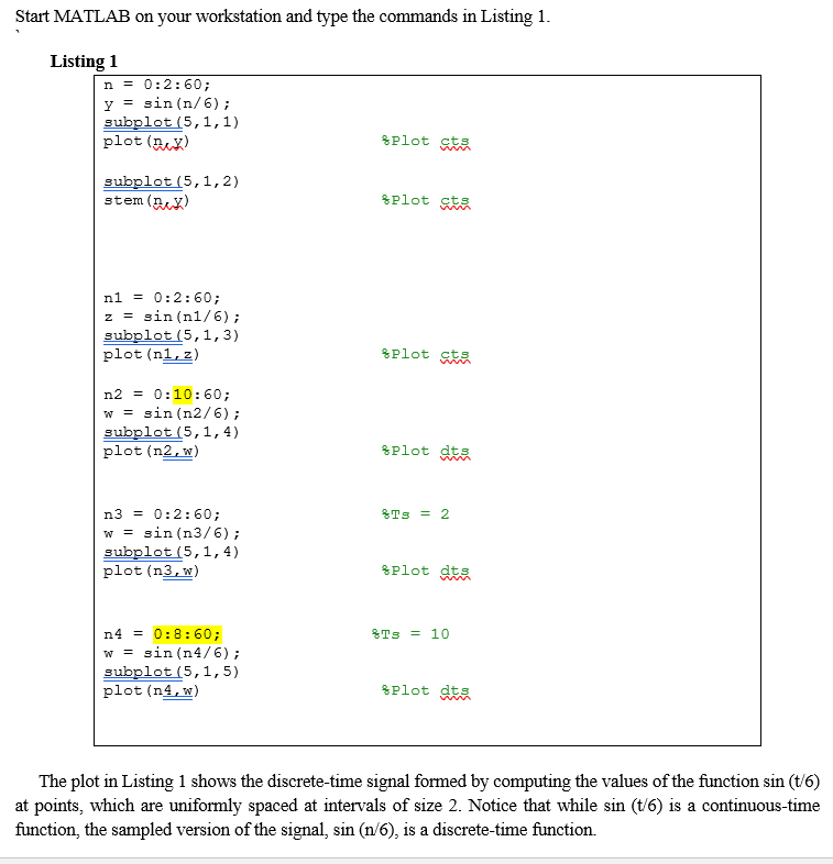 Solved Start MATLAB on your workstation and type the | Chegg.com