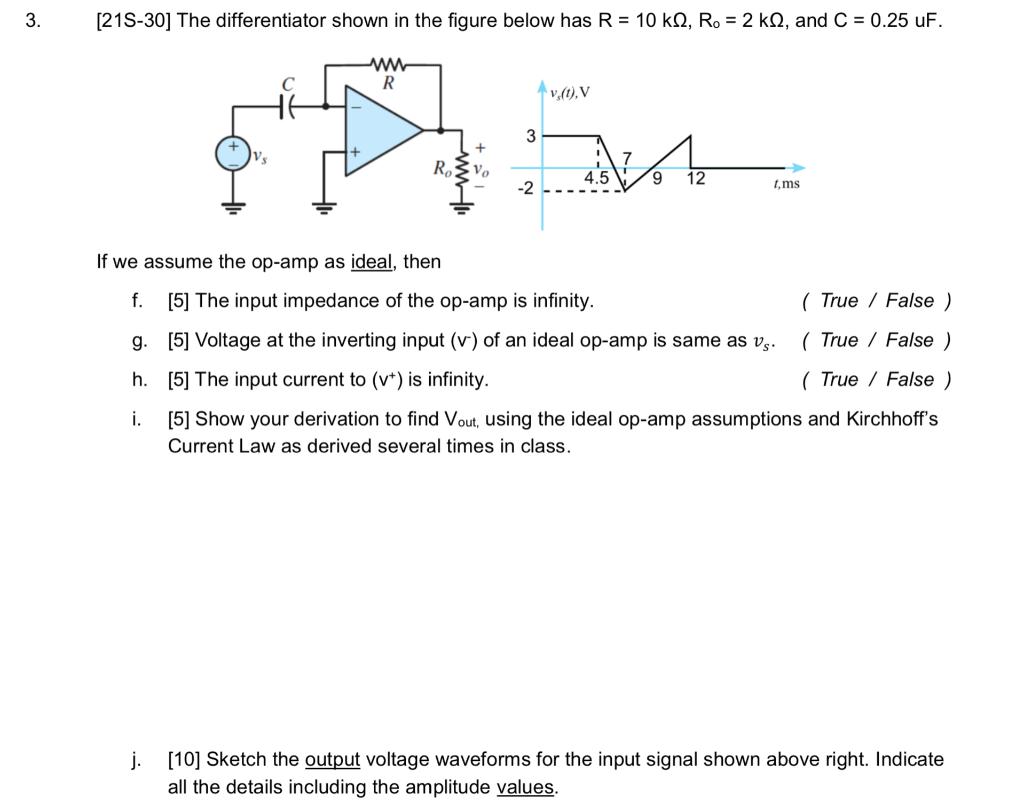 Solved 3. [21S-30] The differentiator shown in the figure | Chegg.com