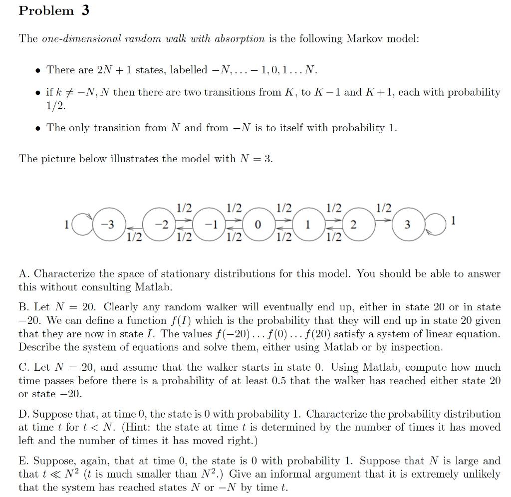 Solved The one-dimensional random walk with absorption is | Chegg.com