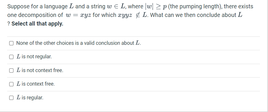 Solved Suppose for a language L and a string w∈L, where | Chegg.com