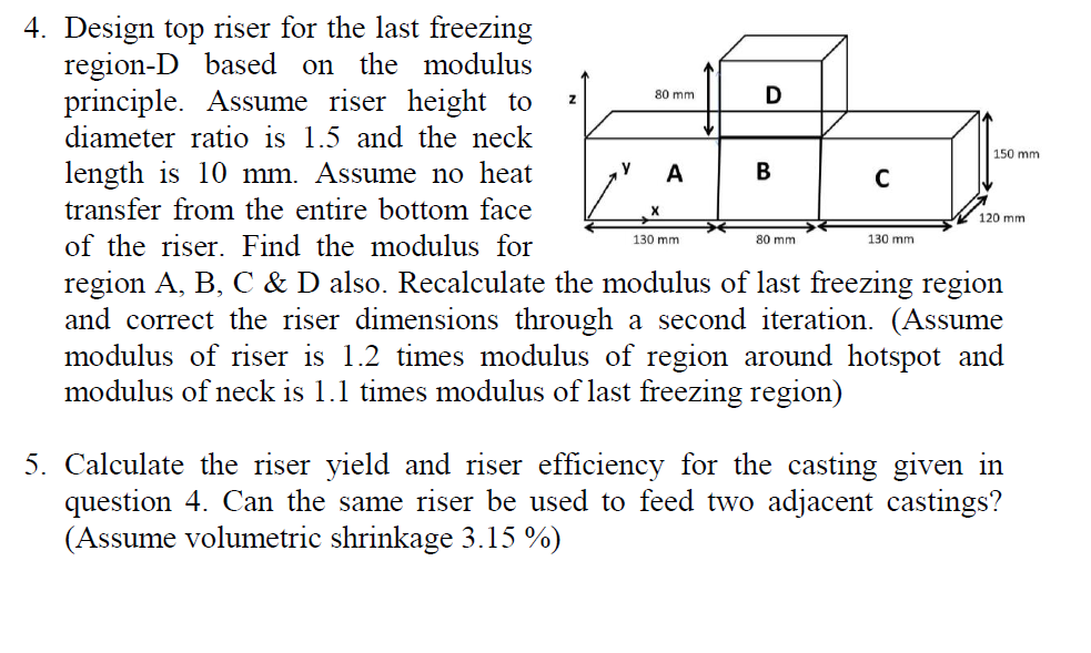 Solved Design top riser for the last freezing region-D based | Chegg.com