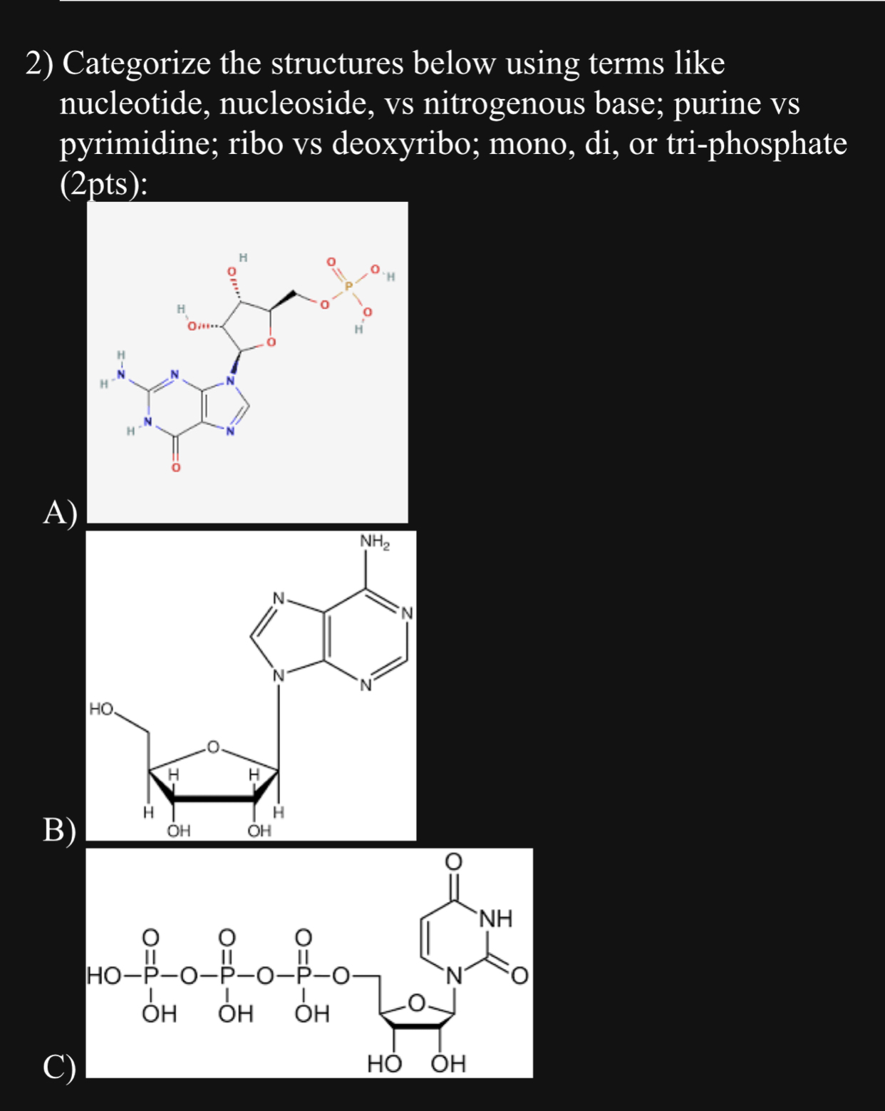 Solved 2) Categorize the structures below using terms like | Chegg.com