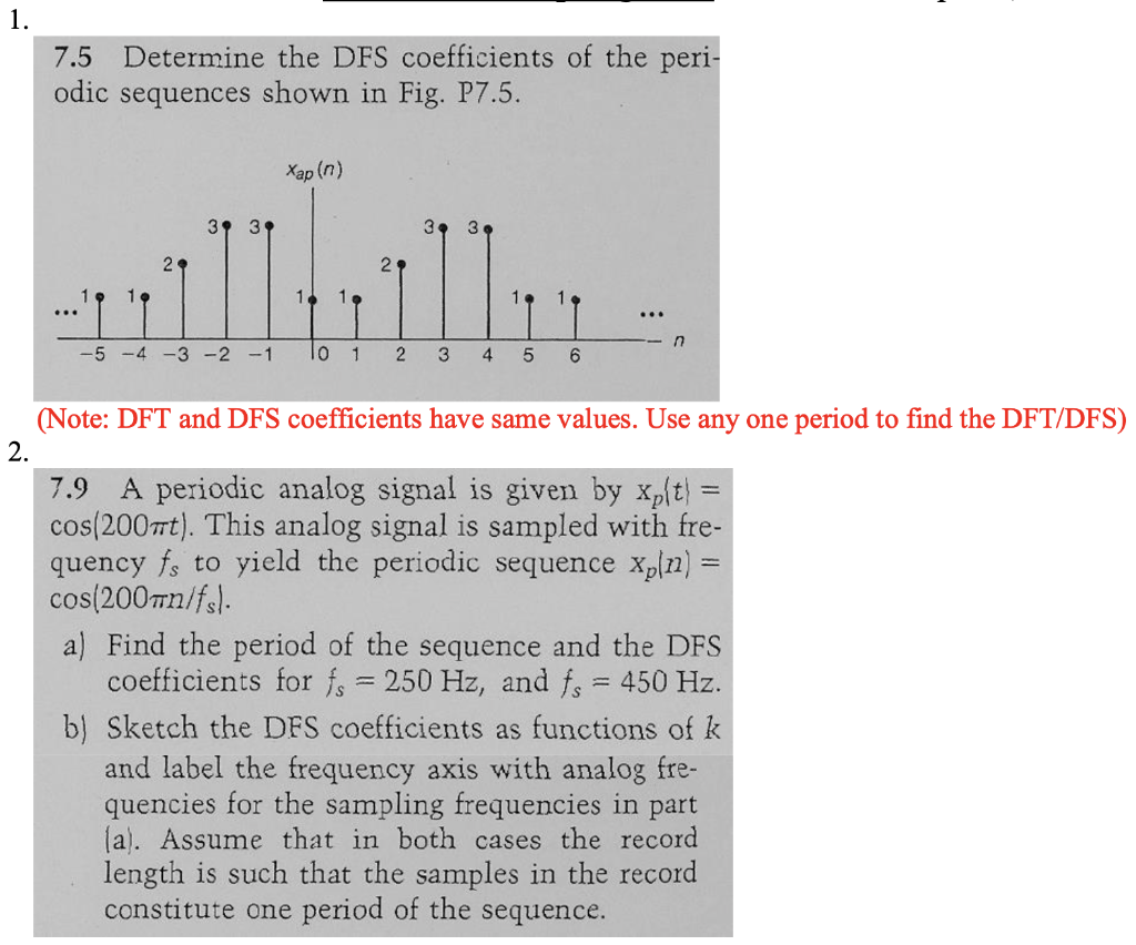 Solved 1. 7.5 Determine the DFS coefficients of the peri- | Chegg.com
