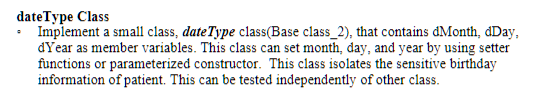Solved dateType Class - Implement a small class, dateType | Chegg.com