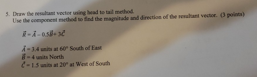 Solved 5. Draw the resultant vector using head to tail | Chegg.com