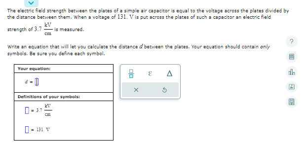 Solved The electric field strength between the plates of a | Chegg.com