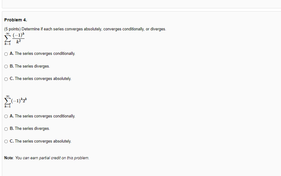 Solved Problem 4. (5 points) Determine if each series | Chegg.com