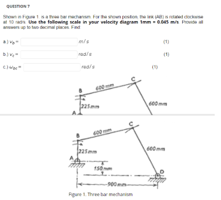 Solved QUESTION 7 Shown in Figure 1. is a three bar | Chegg.com