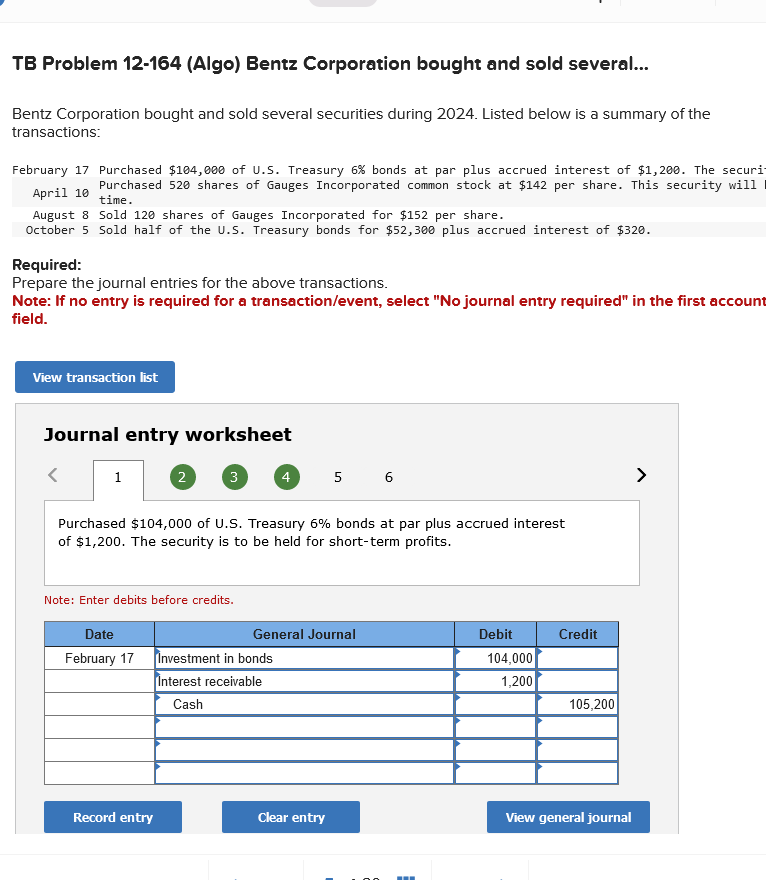 Solved TB Problem 12-164 (Algo) Bentz Corporation bought and | Chegg.com