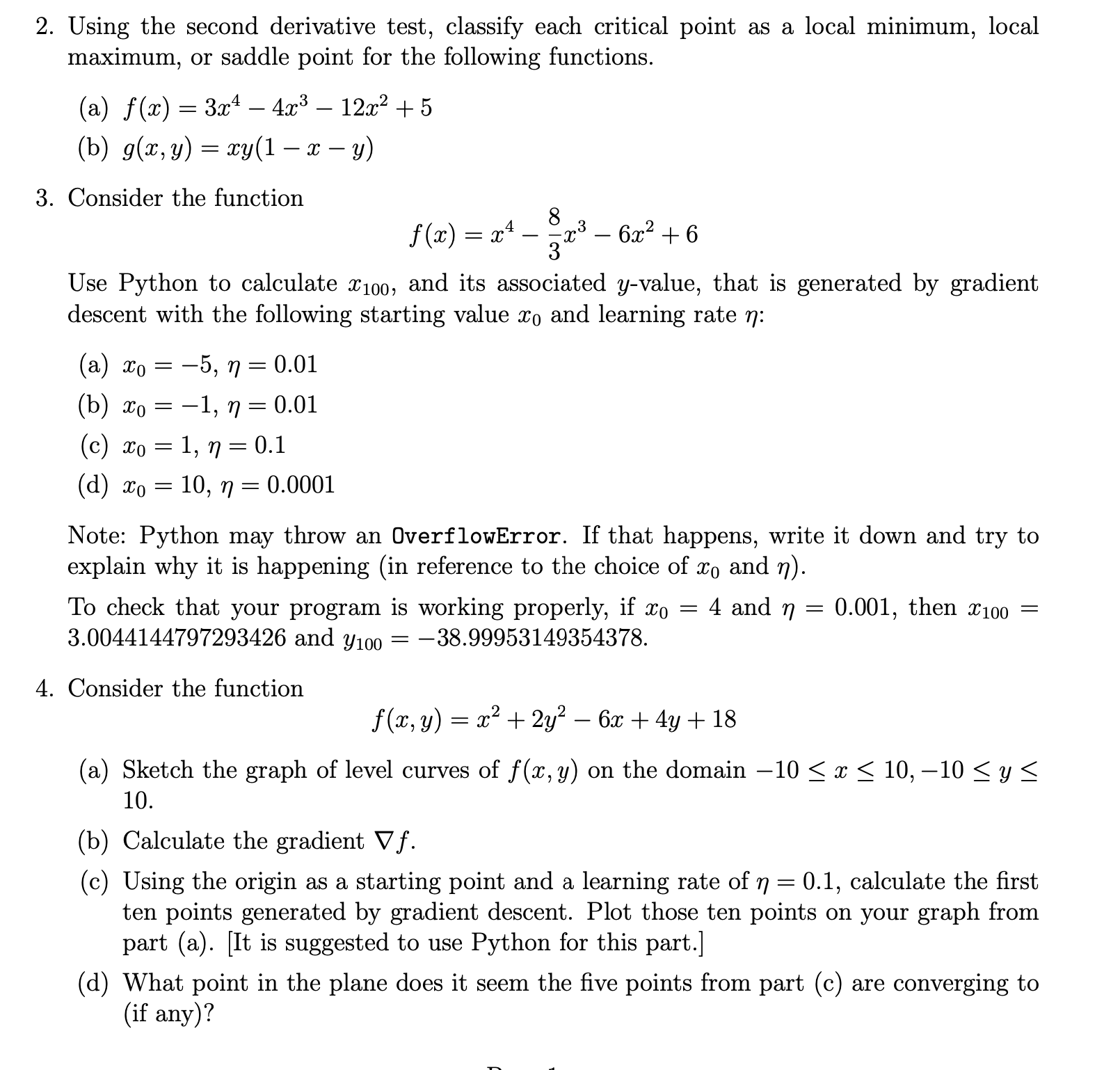 Solved Using the second derivative test, classify each | Chegg.com