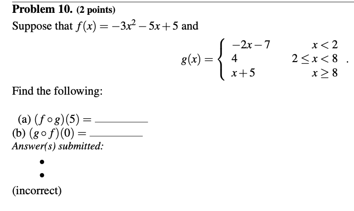 Solved Problem 10 2 Points Suppose That Fx−3x2−5x5 