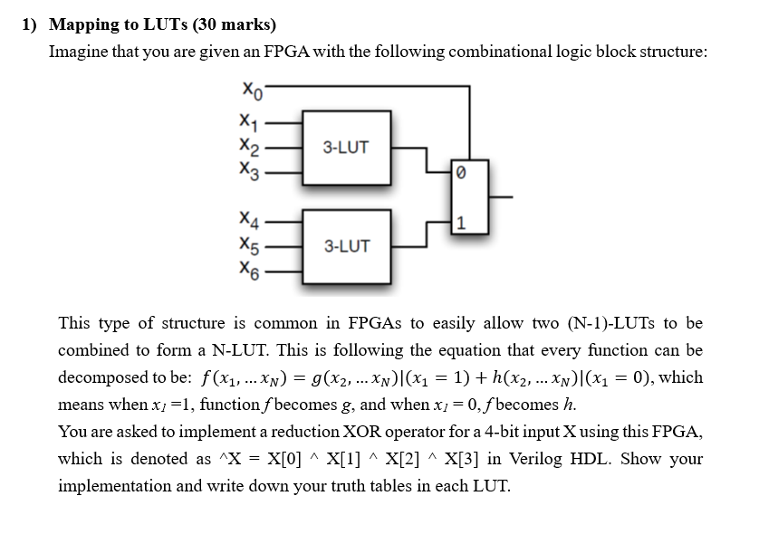Solved Mapping to LUTs (30 marks) Imagine that you are given | Chegg.com