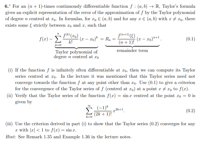 Solved 6.* For an (n + 1)-times continuously differentiable | Chegg.com