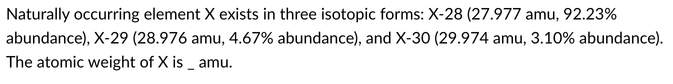 Solved Naturally occurring element X exists in three | Chegg.com