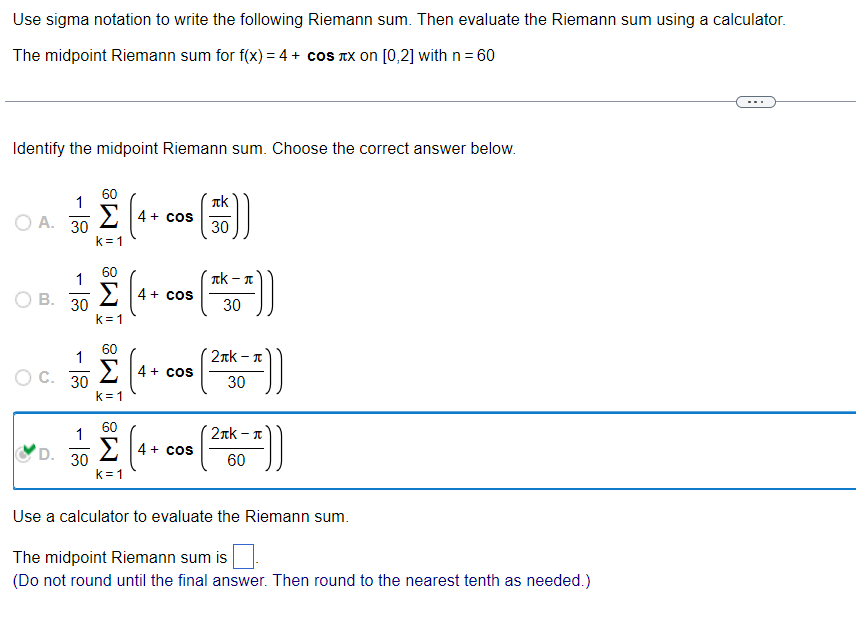 Solved Use sigma notation to write the following Riemann | Chegg.com