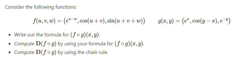 Solved Consider the following functions: | Chegg.com
