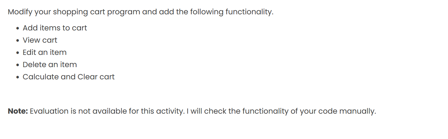 Solved Exercise 11: Shopping Cart Extended Modify your | Chegg.com