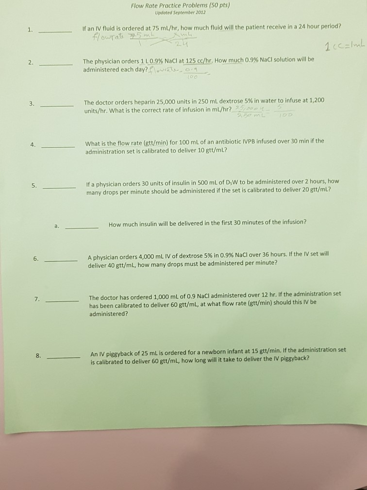 Solved Flow Rate Practice Problems (50 pts) Updoted | Chegg.com