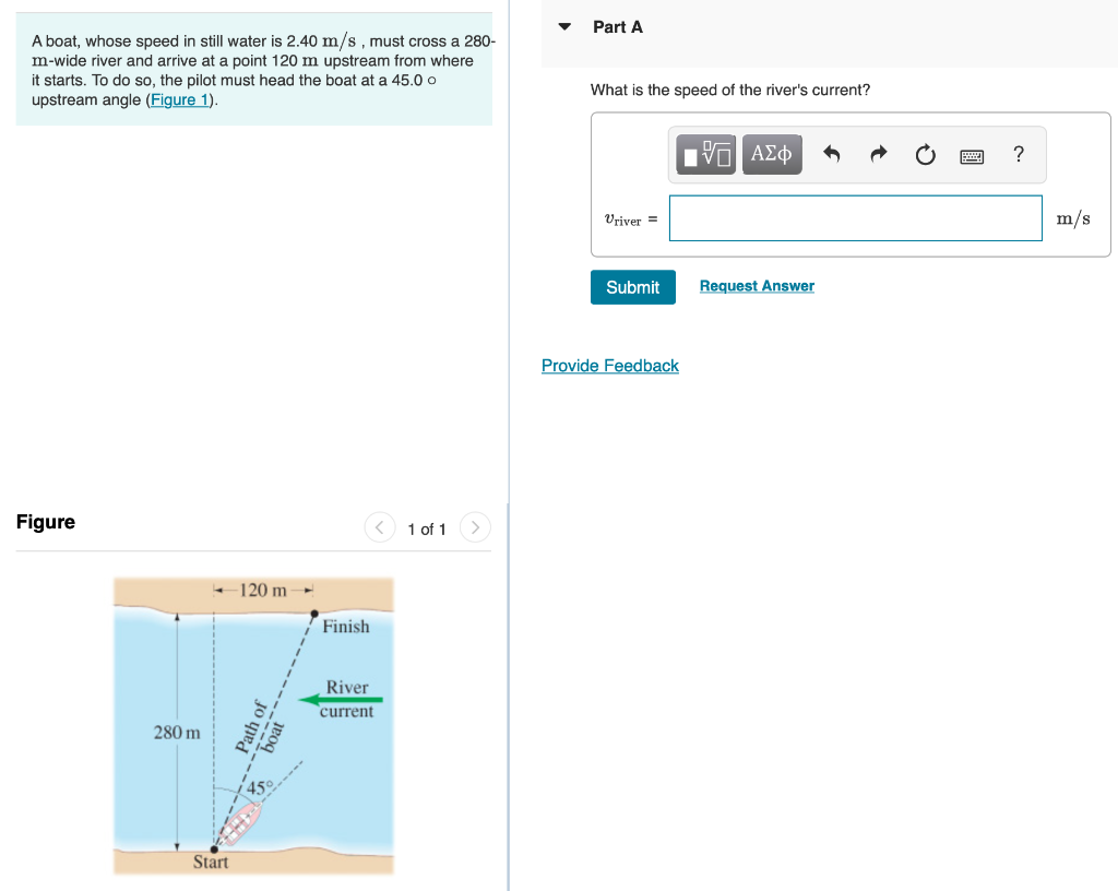 Solved A boat, whose speed in still water is 2.40 m/s, must | Chegg.com