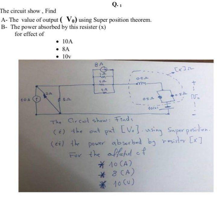 Solved Q. 1 The circuit show , Find A- The value of output ( | Chegg.com