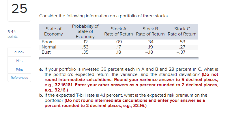 Solved 25 3.44 points eBook Hint Print References Consider | Chegg.com