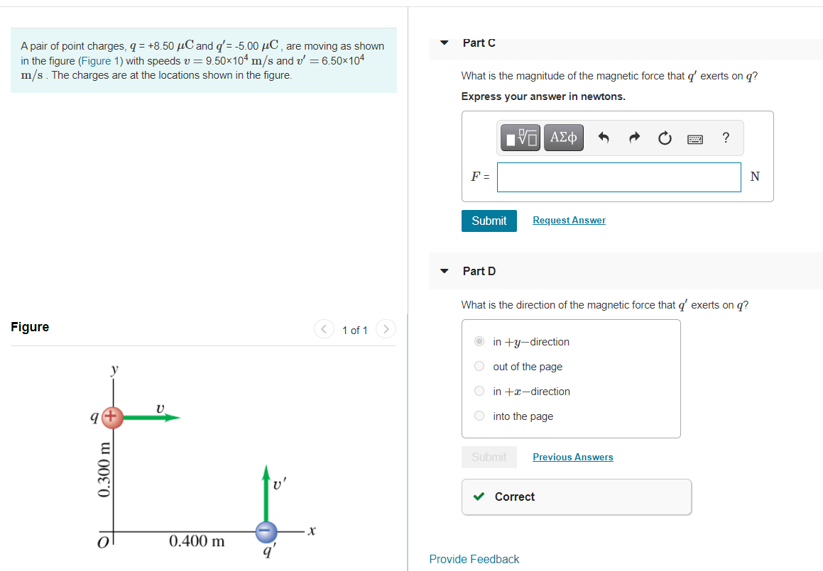Solved A pair of point charges, q = +8.50 Cand d' = -5.00 | Chegg.com
