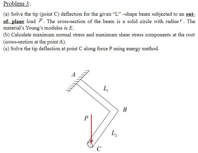 Solved Problem 3: (a) Solve the tip (point C) deflection for | Chegg.com