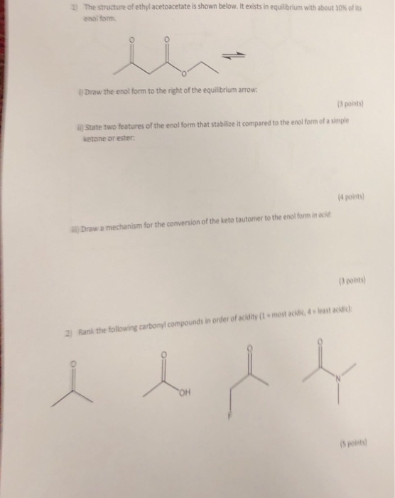 Solved The structure of ethyl acetoacetate is shown below. | Chegg.com