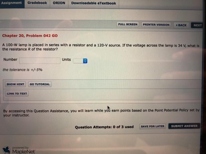 Solved Assignment Gradebook ORION Downloadable eTextbook | | Chegg.com