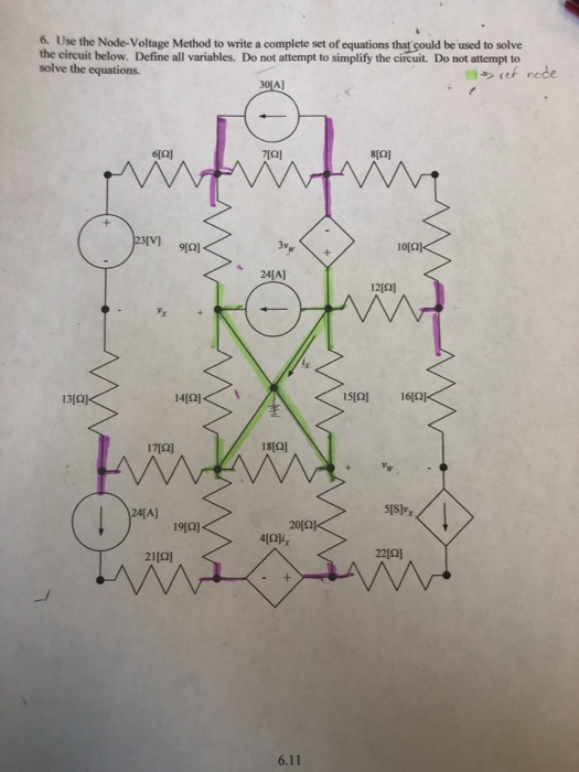 Solved 6. Use the Node-Voltage Method to write a complete | Chegg.com
