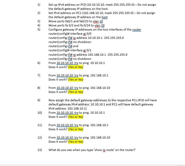 Lab 6 – DHCP and Routing Instructions: 1) | Chegg.com