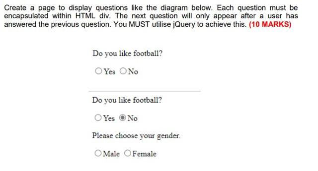 [Solved]: Create a page to display questions like the diag