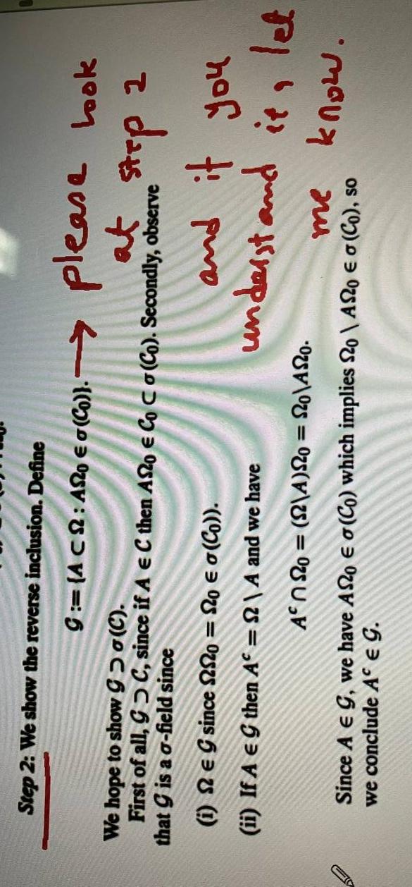 Step 2: We show the reverse inclusion. Define | Chegg.com