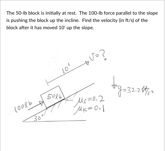 Solved The 50-lb block is initially at rest. The 100-lb | Chegg.com