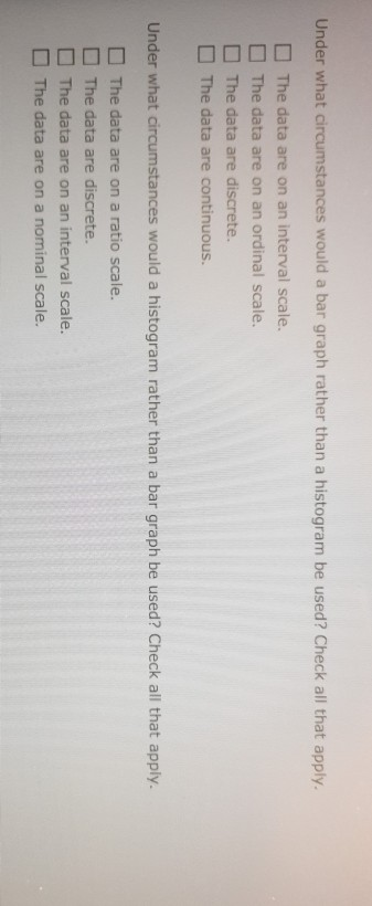 Solved Under What Circumstances Would A Bar Graph Rather Chegg