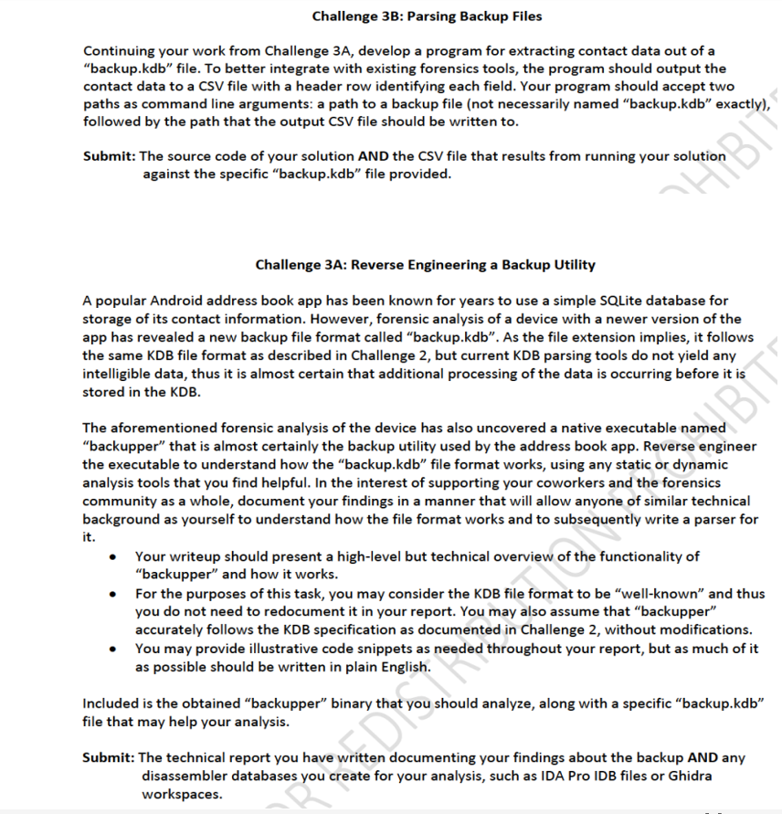 Solved Challenge 3B: Parsing Backup FilesContinuing your | Chegg.com