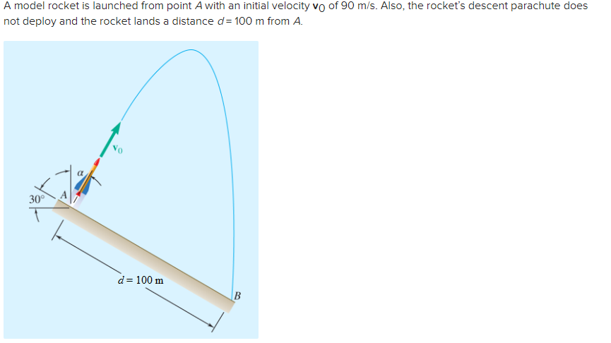Solved A model rocket is launched from point A with an | Chegg.com