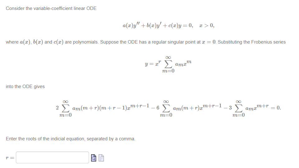 Solved Consider the variable-coefficient linear ODE a(z)y" | Chegg.com