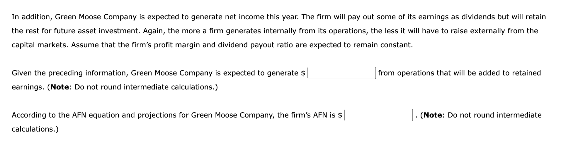 Solved 1. The Additional Funds Needed (AFN) equation Green | Chegg.com