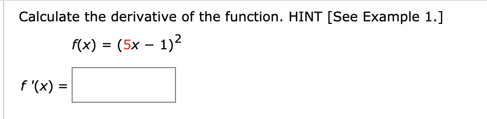 Solved Calculate the derivative of the function. HINT [See | Chegg.com