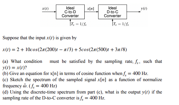 Solved Suppose that the input x(t) is given by | Chegg.com
