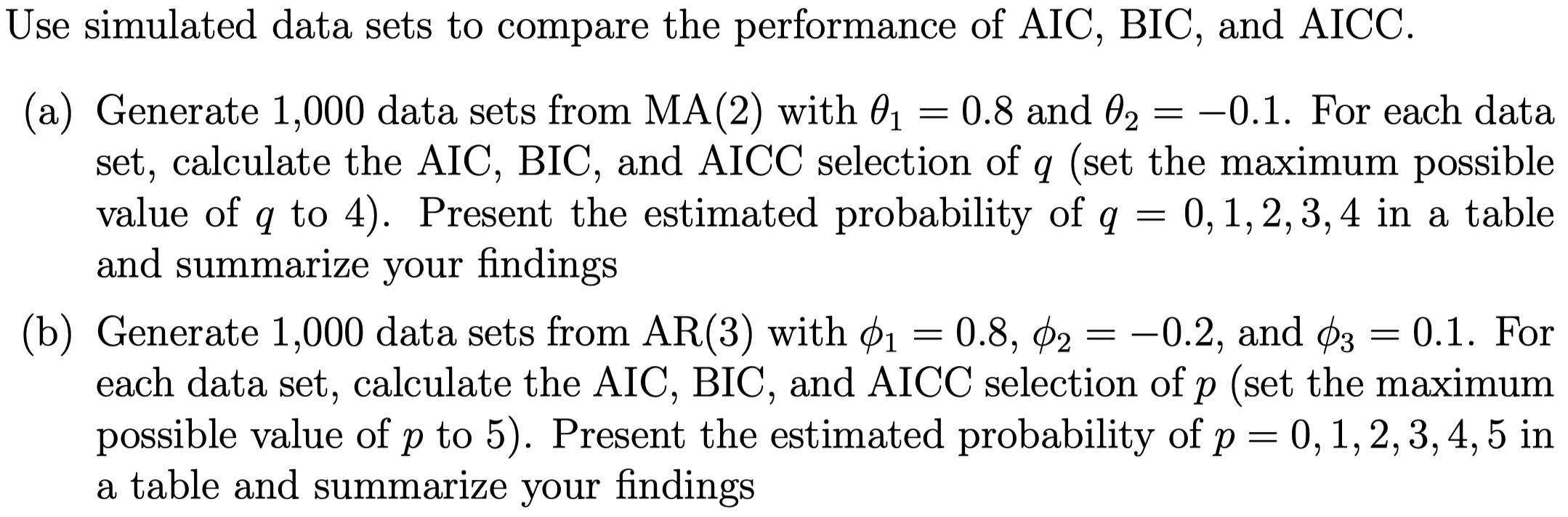 Solved Use Simulated Data Sets To Compare The Performance Of
